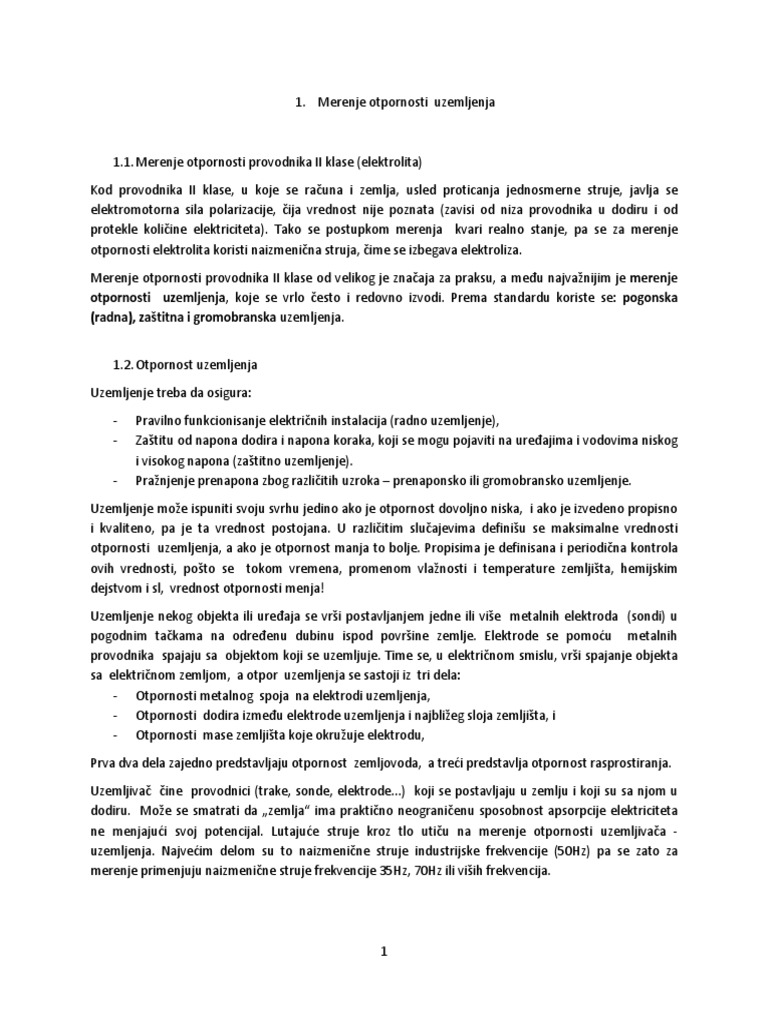 Merenje Otpornosti - Uzemljenja2241432893560344047 PDF | PDF