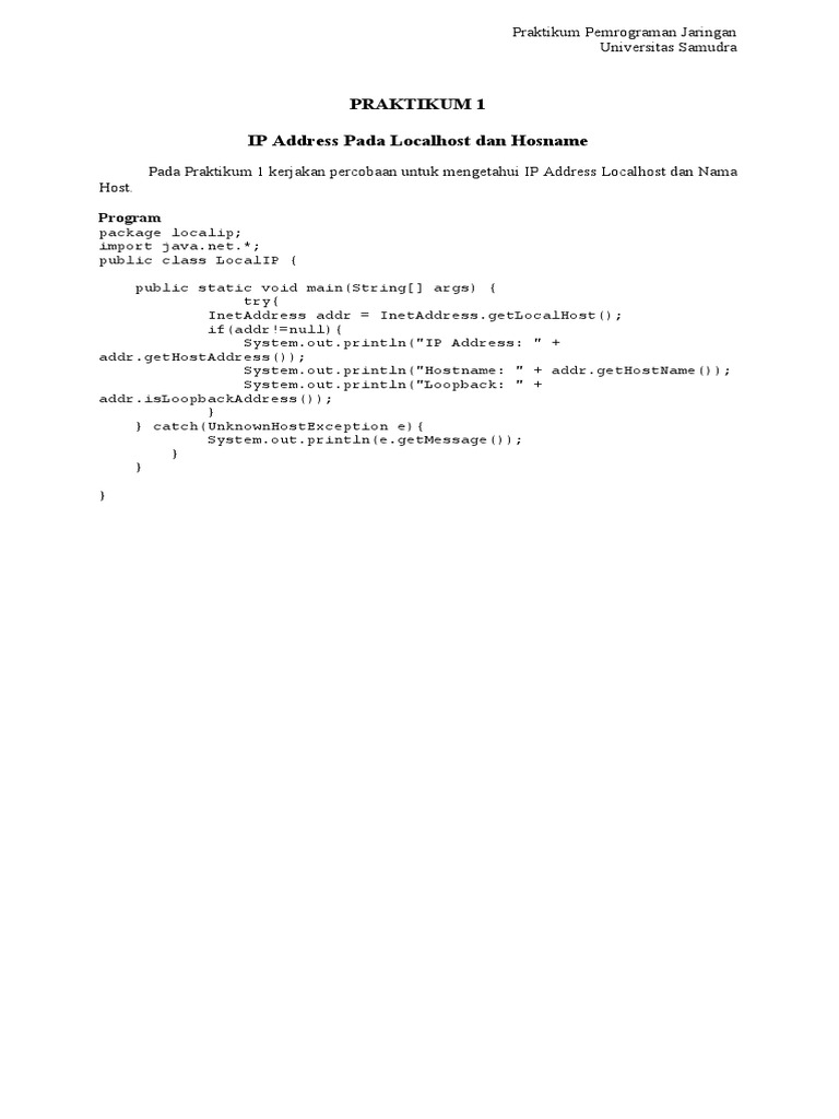 Modul Praktikum Pemrograman Jaringan PDF | PDF | Network Architecture | Network Protocols