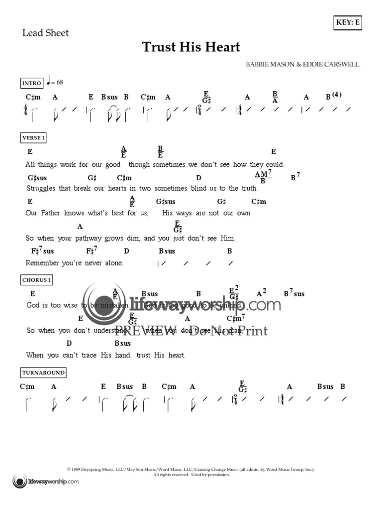 Trust His Heart: - J - J J - . J | PDF | Music Theory | Elements Of Music
