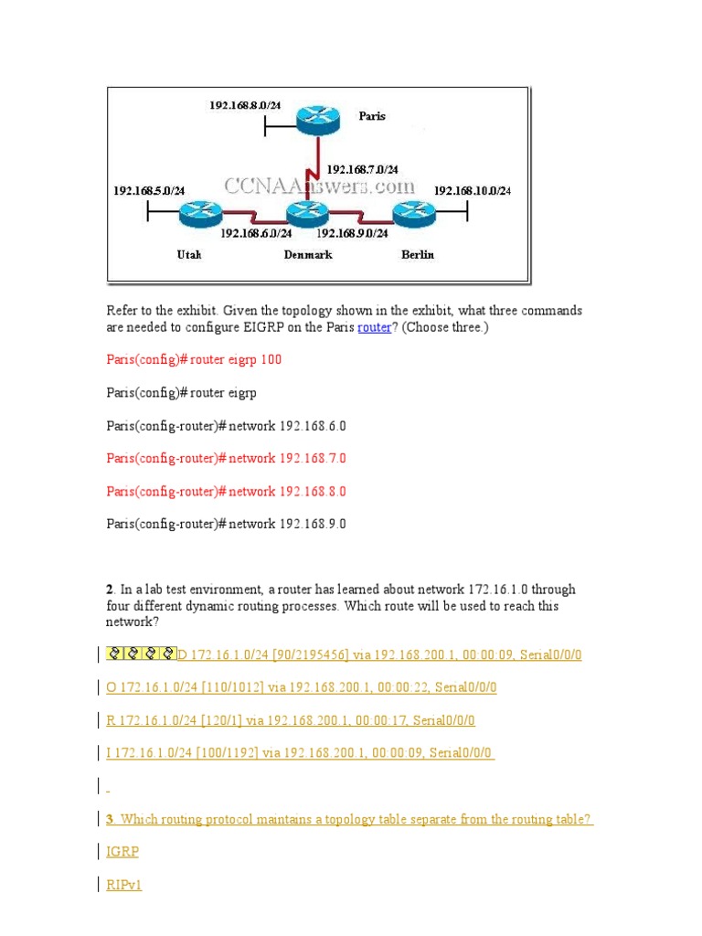 Paris (Config) # Router Eigrp 100 | PDF