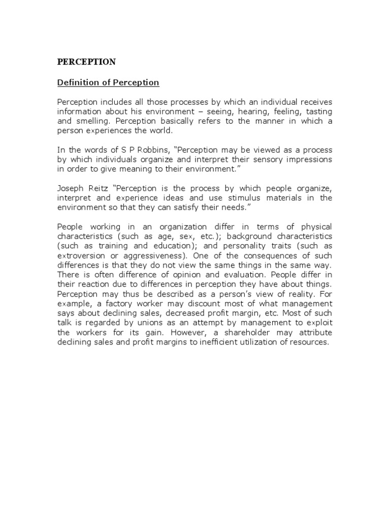 Definition of Perception | PDF | Career & Growth