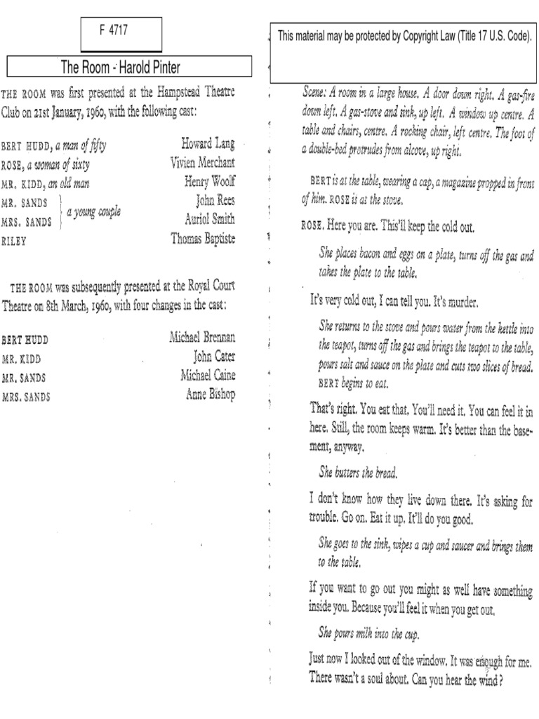 The Room - Harold Pinter PDF | PDF