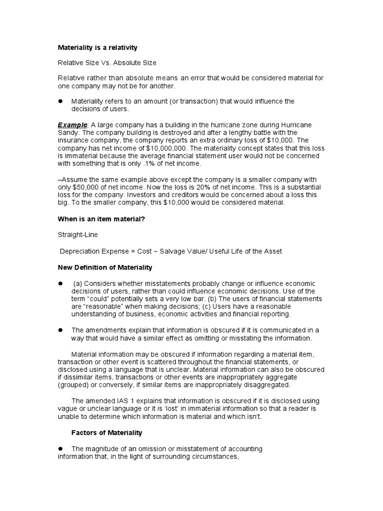 Materiality Is A Relativity: Example: A Large Company Has A Building in ...