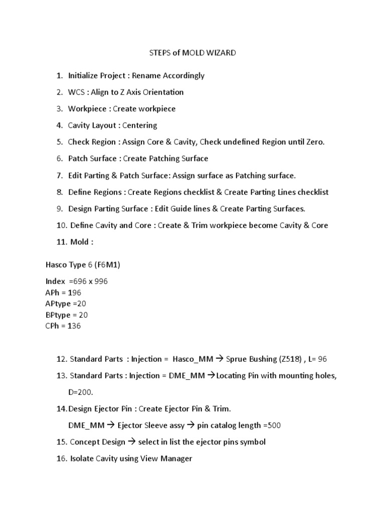 STEPS of MOLD WIZARD | PDF