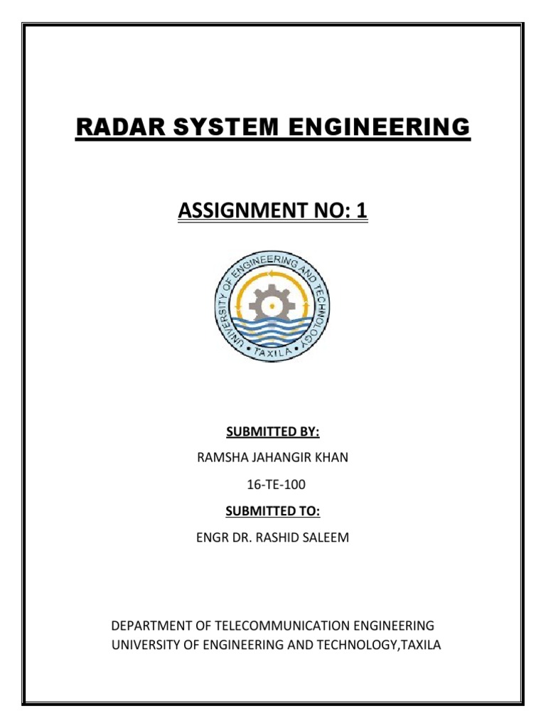 Radar System Engineering: Assignment No: 1 | PDF | Radar | Microwave ...