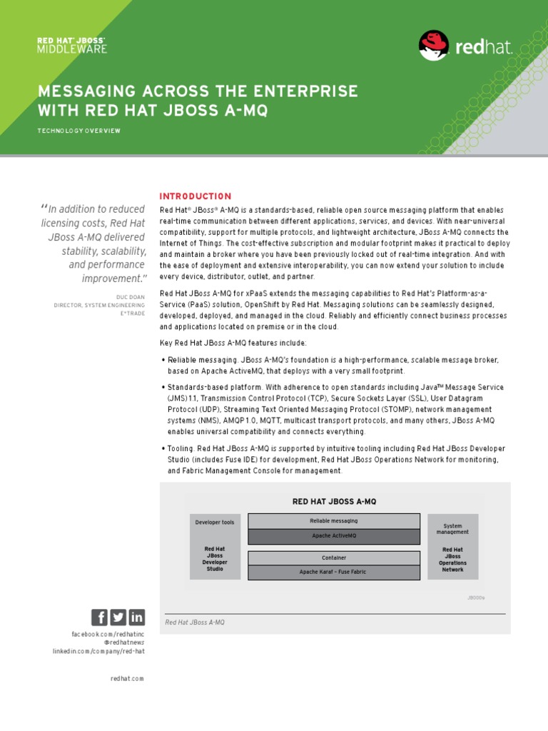 Messaging Across The Enterprise With Red Hat Jboss A-Mq | PDF | Red Hat | Cloud Computing