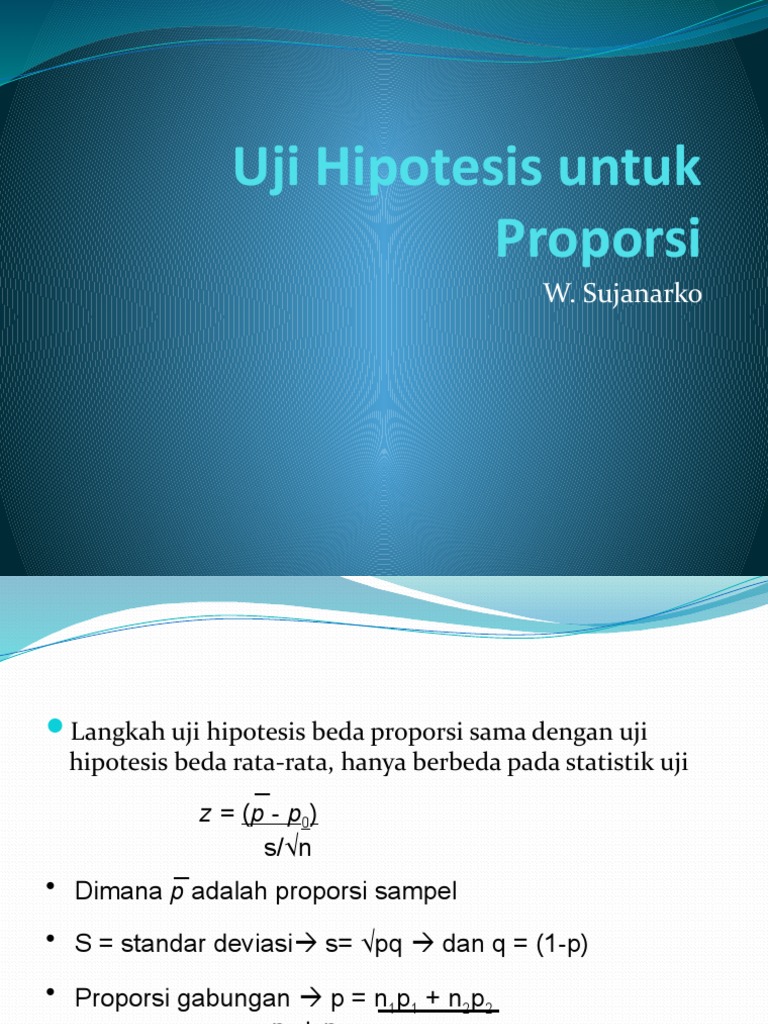Uji Hipotesis Proporsi | PDF | Metode & Bahan Ajar