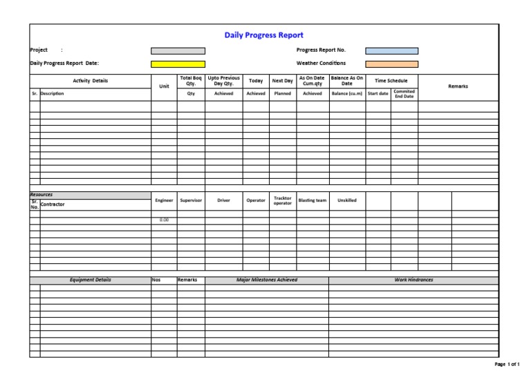 Daily Progress Report Format | PDF