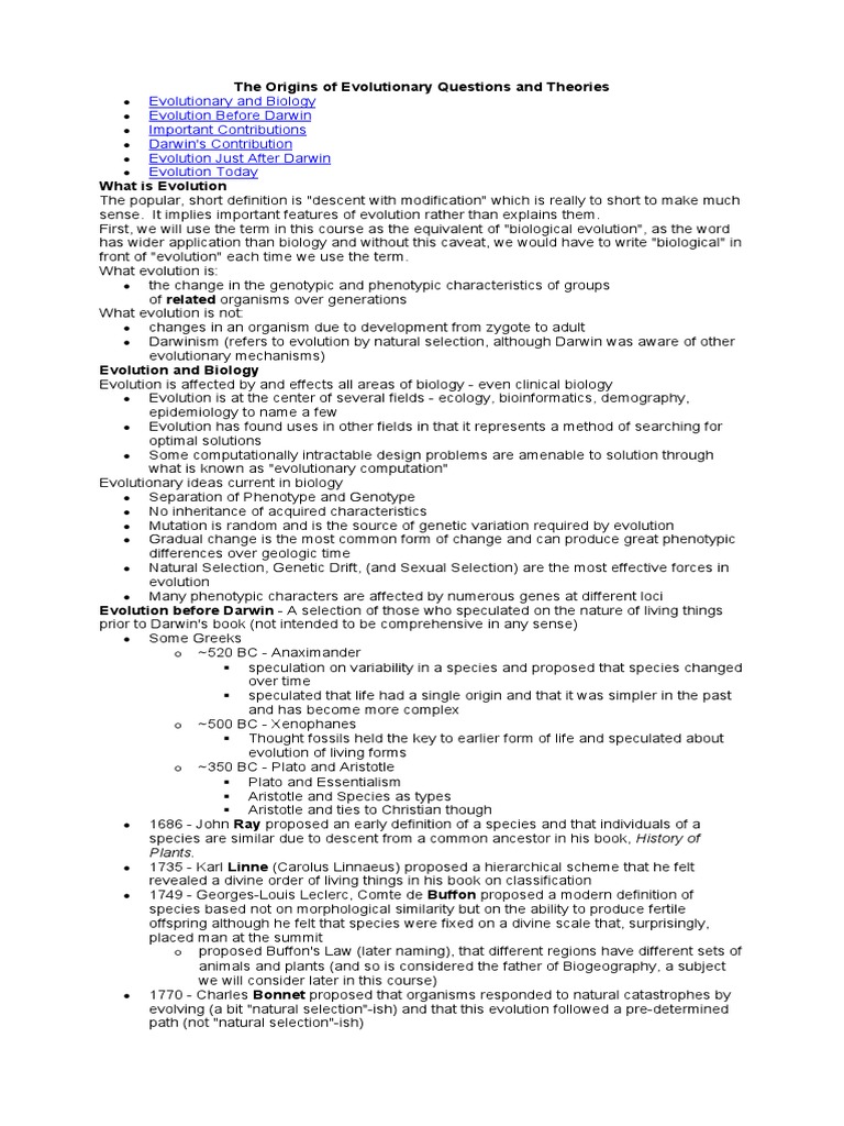 Evo Questions and Theories | PDF | Evolution | Natural Selection