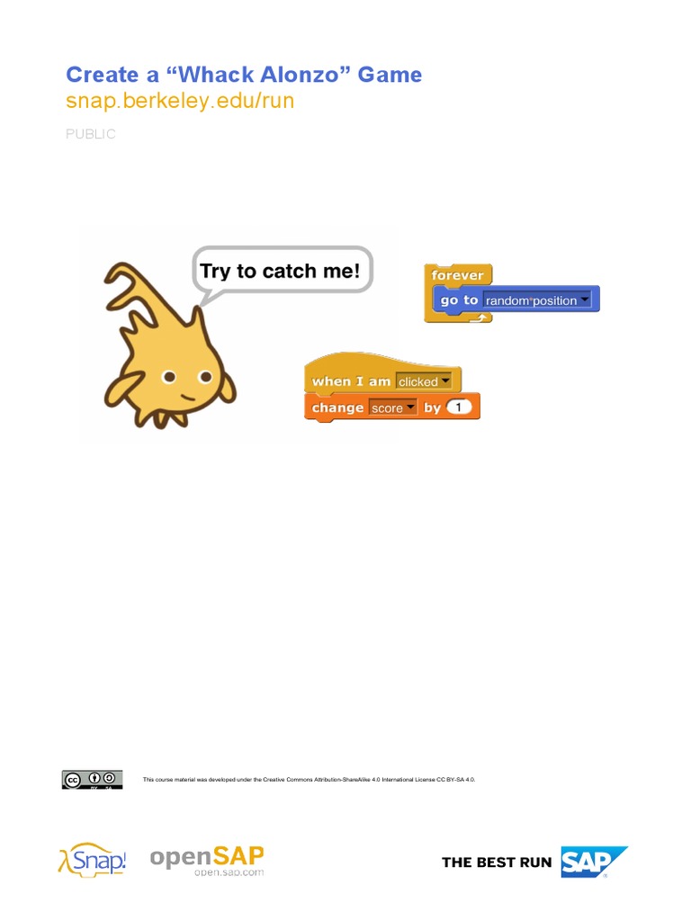 Snap - Berkeley.edu/run: Create A "Whack Alonzo" Game | PDF | Computing ...