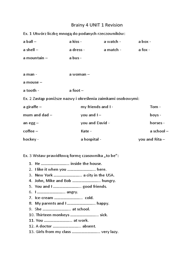 Brainy 4 Unit 1 | PDF