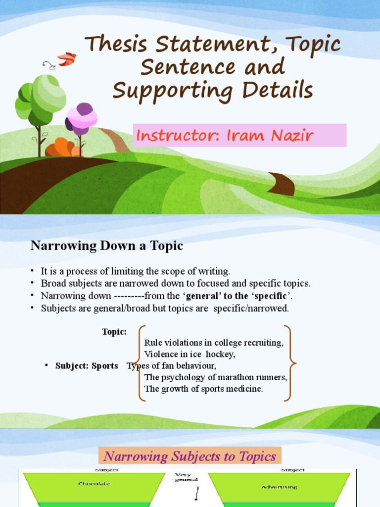 Thesis StatementTopic Sentence and Supporting Details | PDF | Essays ...