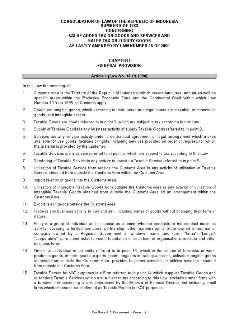 UU PPN English | PDF | Value Added Tax | Customs