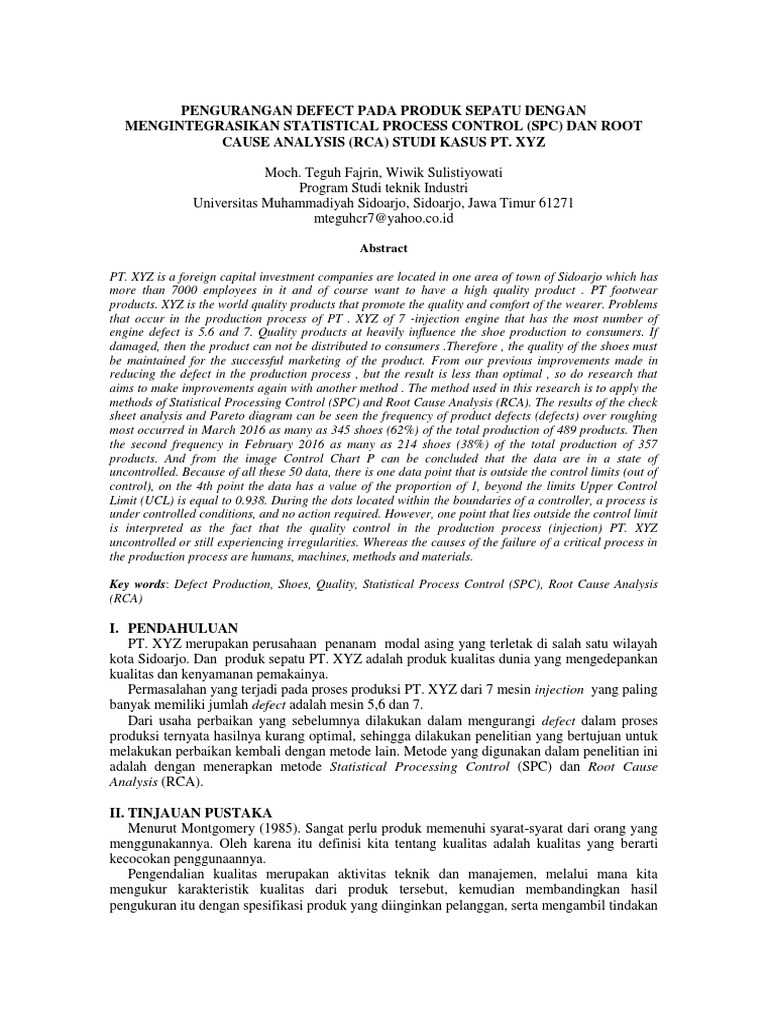 Pengurangan Defect Pada Produk Sepatu Dengan Mengintegrasikan ...