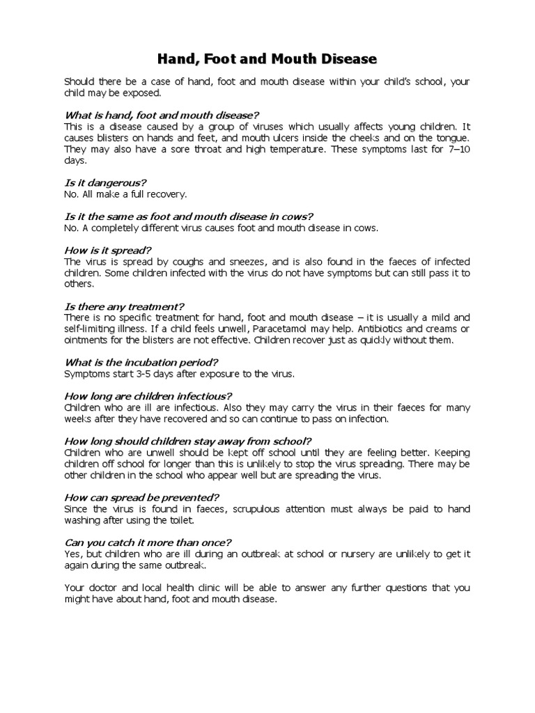 Hand Foot and Mouth Disease | PDF