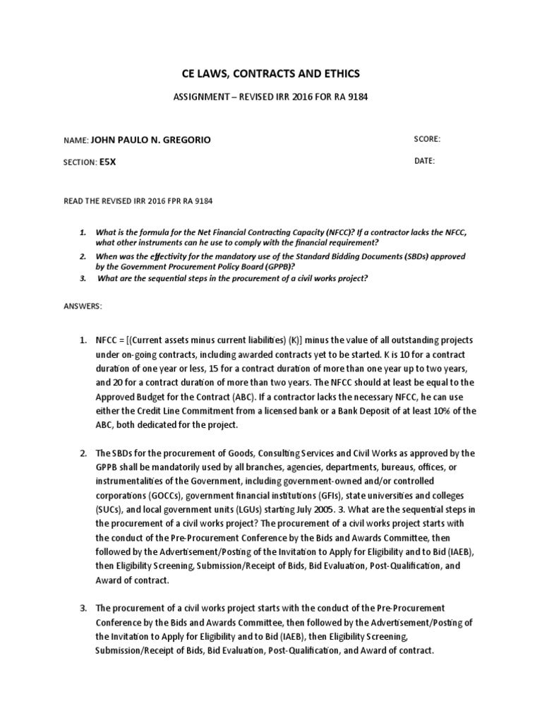 Revised Iir 2016 For Ra 9184 | PDF | Procurement | Banks