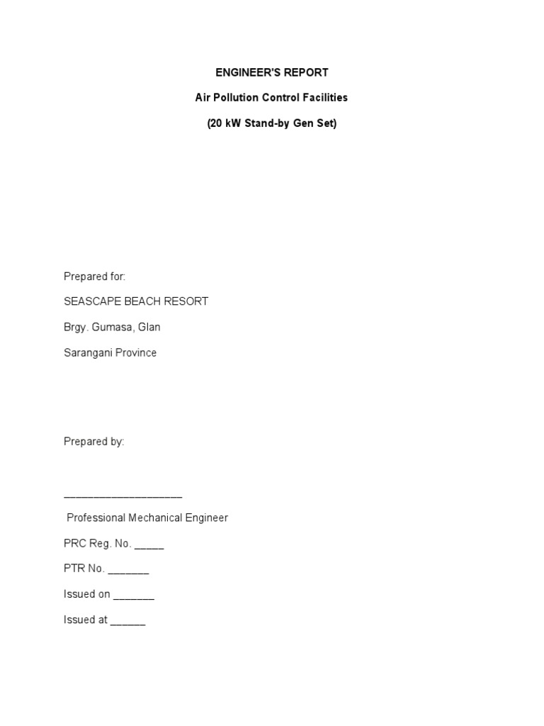 ENGINEERs Report | PDF | Air Pollution | Exhaust Gas