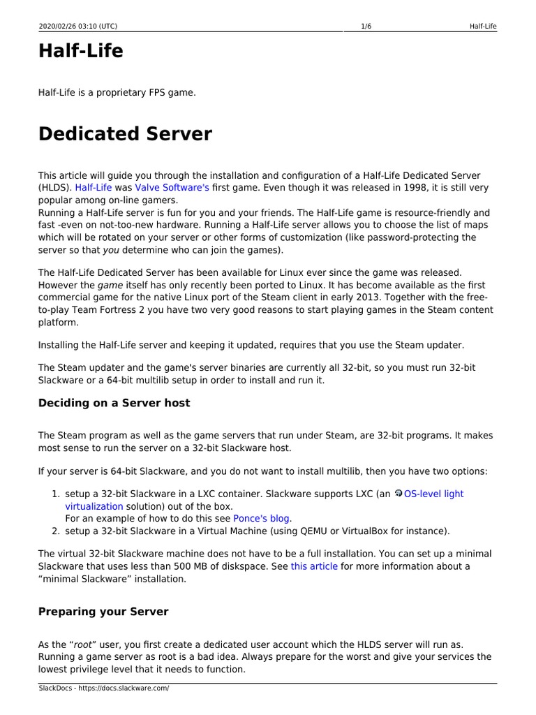 Half-Life Dedicated Server Setup Guide | PDF | Superuser | Computer File