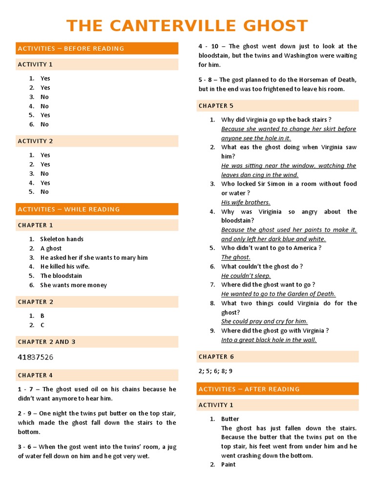 The Canterville Ghost - EXERCISES | PDF