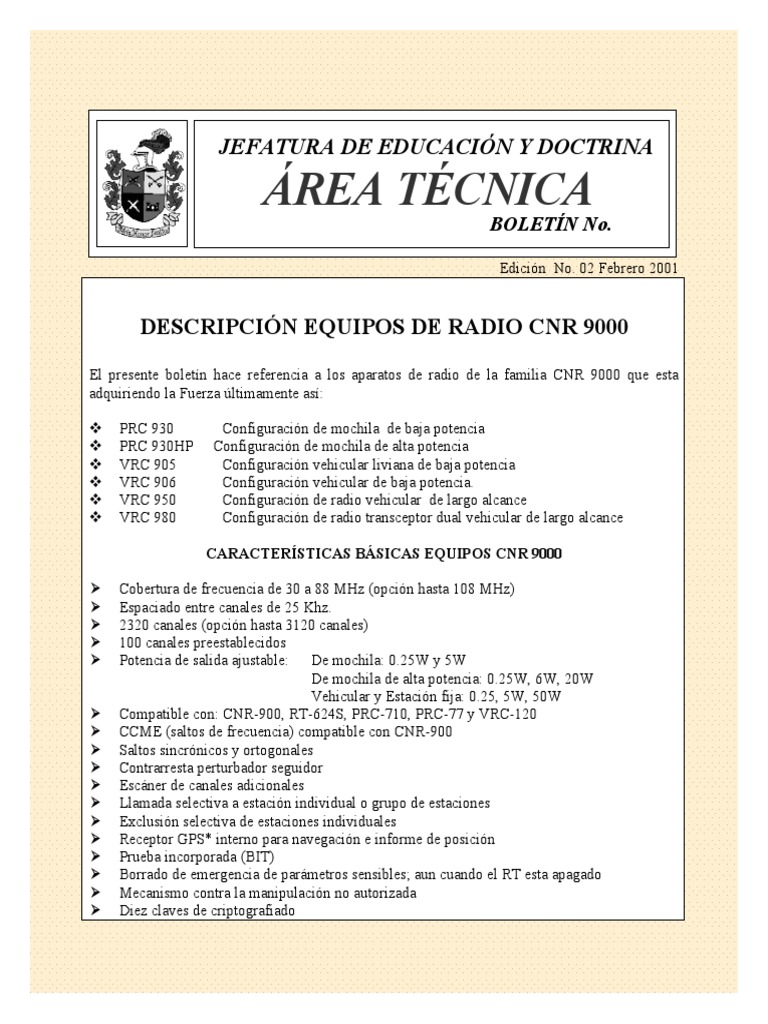 Boletin Manejo PRC 930 | PDF | Radio | Ingeniería Electrónica