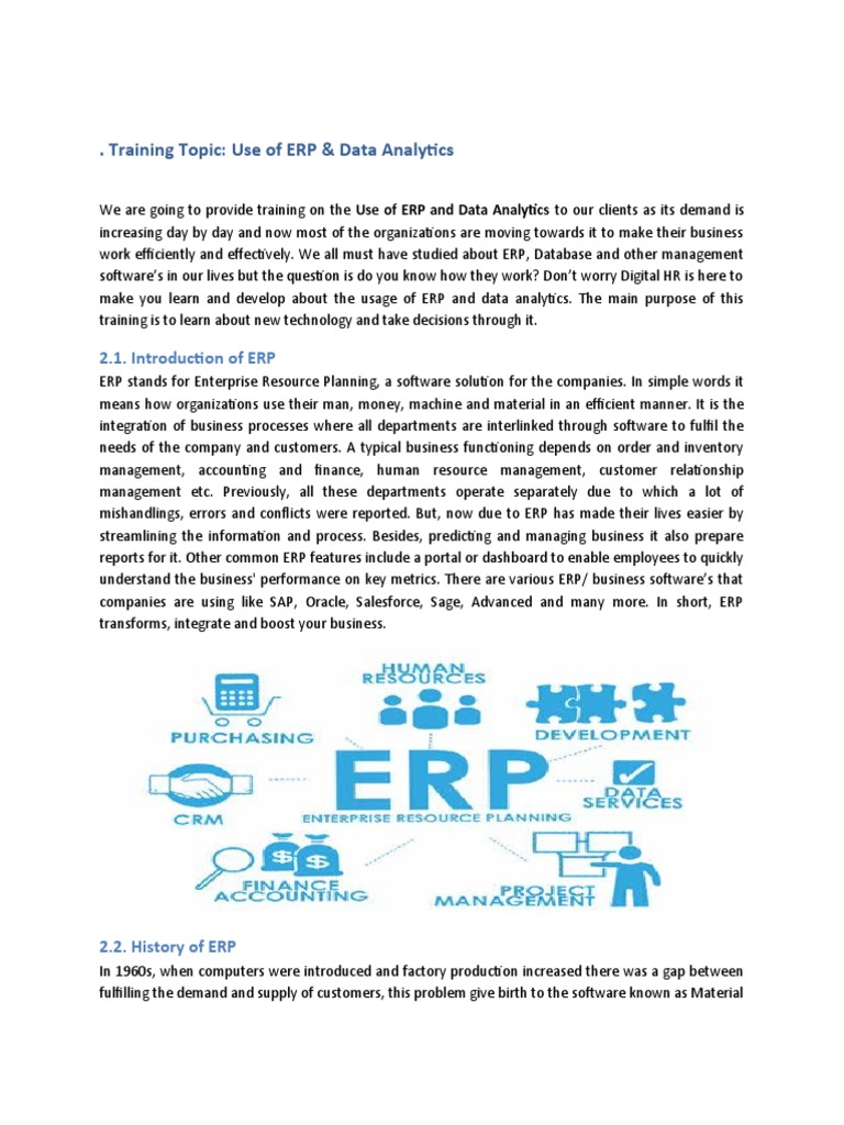ERP & Data Analytics Training Guide | PDF | Enterprise Resource ...