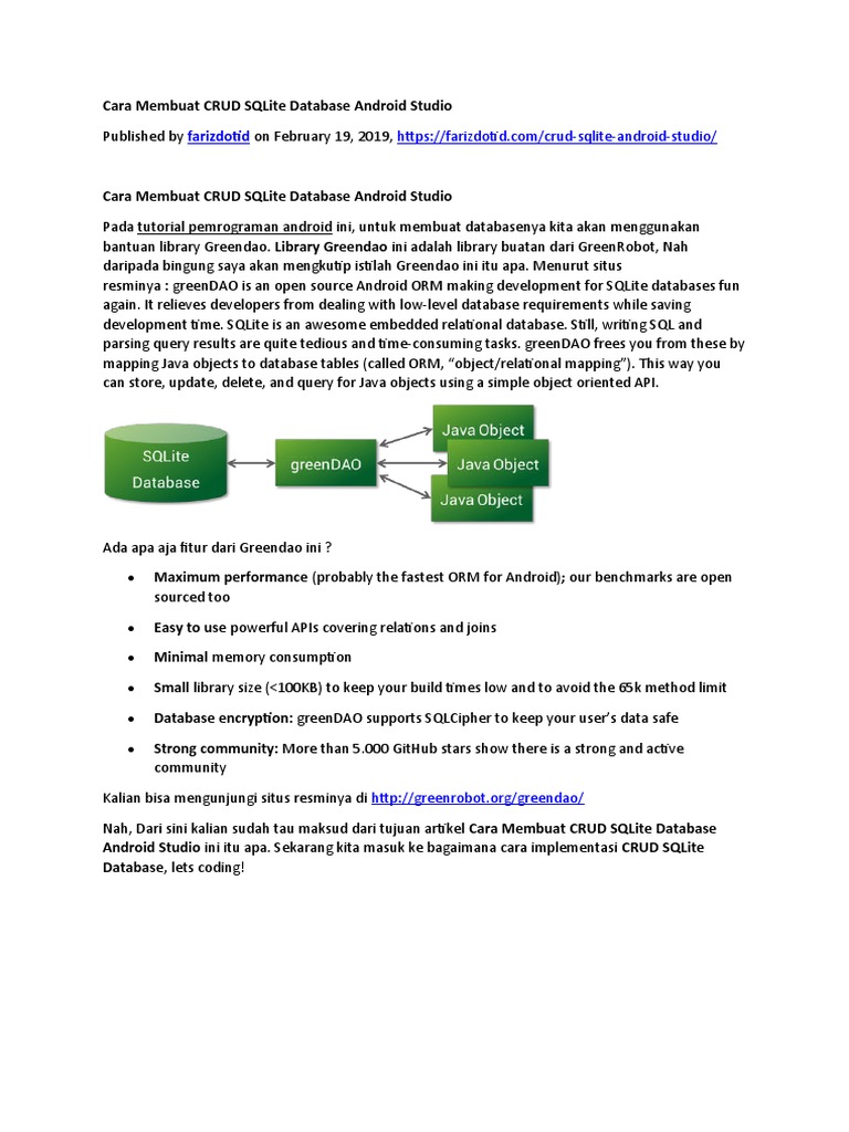 Cara Membuat CRUD SQLite Database Android Studio | PDF | Object ... Cara Membuat CRUD SQLite Database Android Studio | PDF | Object ...