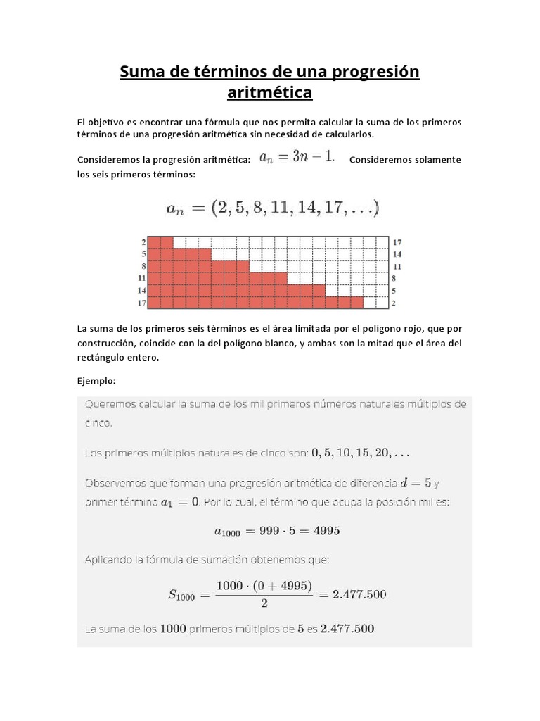 Suma de Términos de Una Progresión Aritmética | PDF