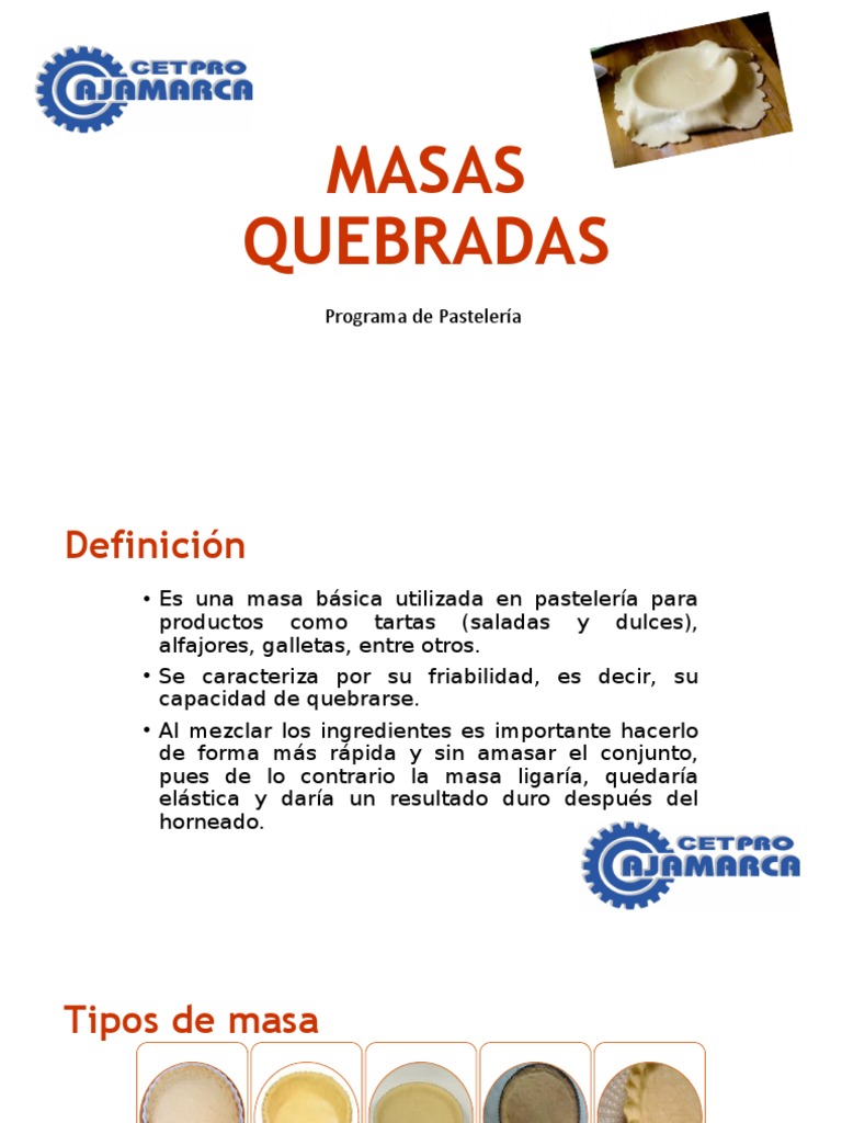 Tipos y características de masas quebradas | PDF | Galleta | Mantequilla