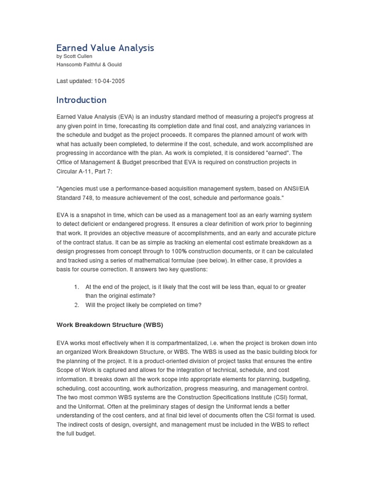 Earned Value Analysis | PDF | Business