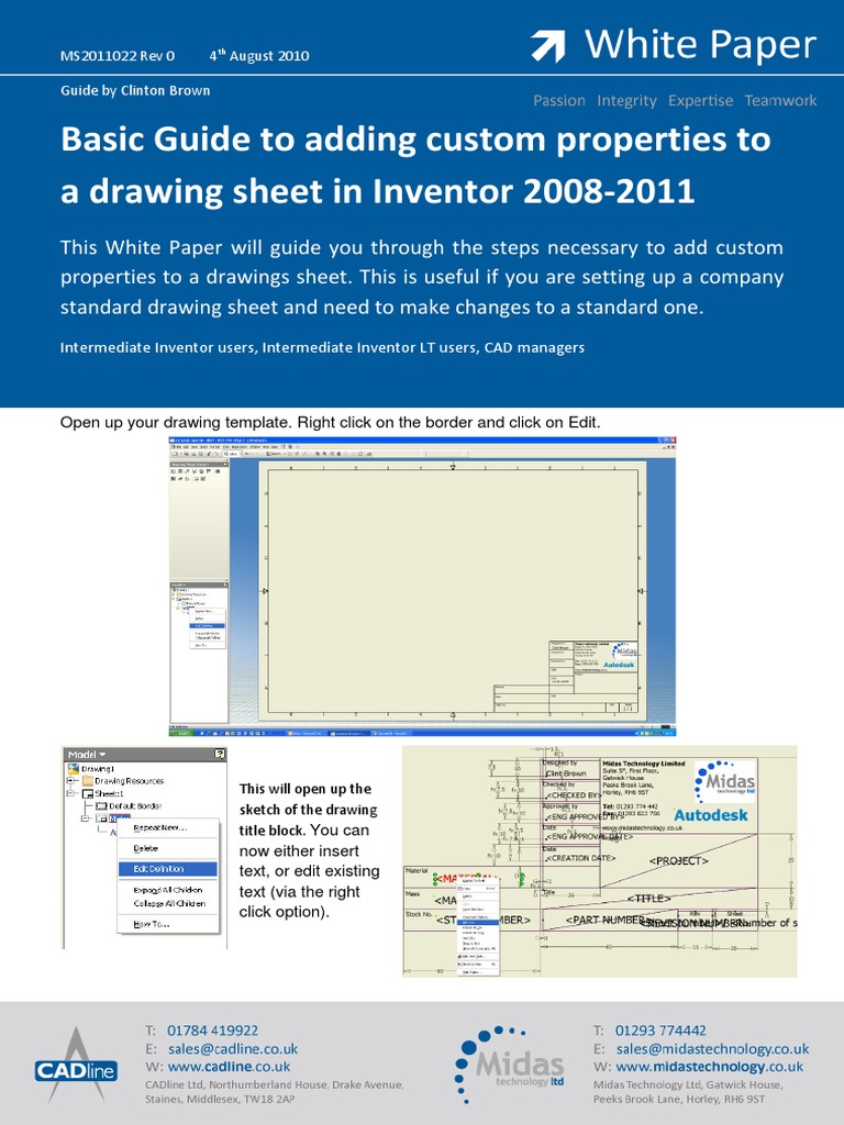 Basic Guide To Adding Custom Properties To A Drawing Sheet in Inventor ...
