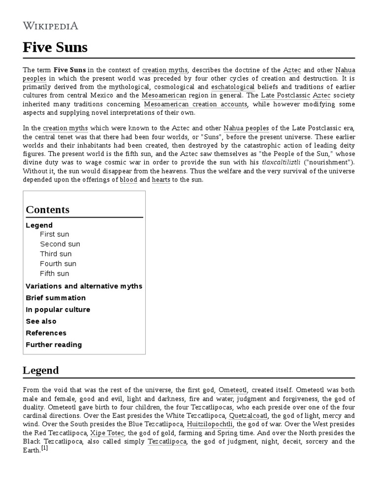Five Suns | PDF | Aztec | Polytheism