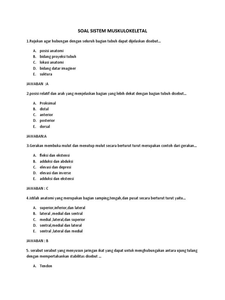 Soal Sistem Muskuloskeletal | PDF