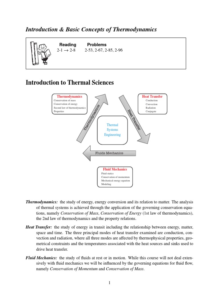 Introduction & Basic Concepts of Thermodynamics: Reading Problems | PDF ...