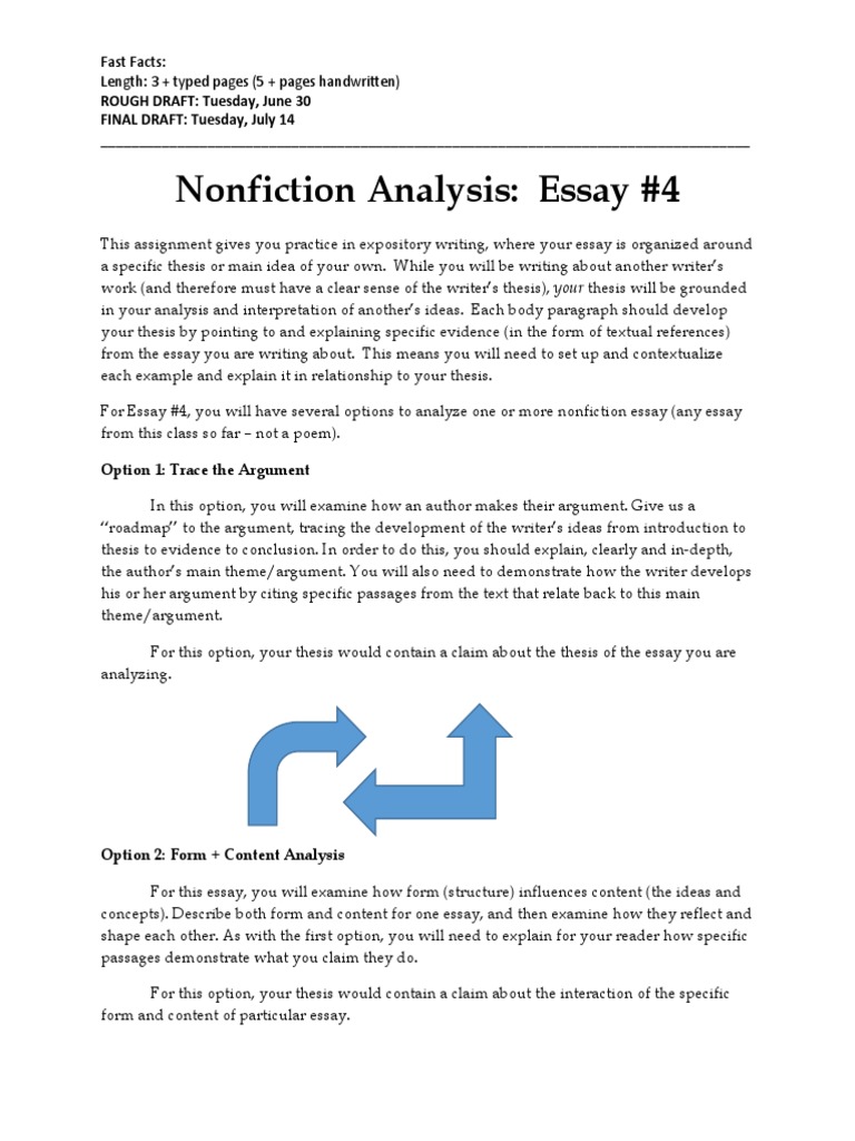 Nonfiction Analysis: Essay #4: ROUGH DRAFT: Tuesday, June 30 FINAL ...