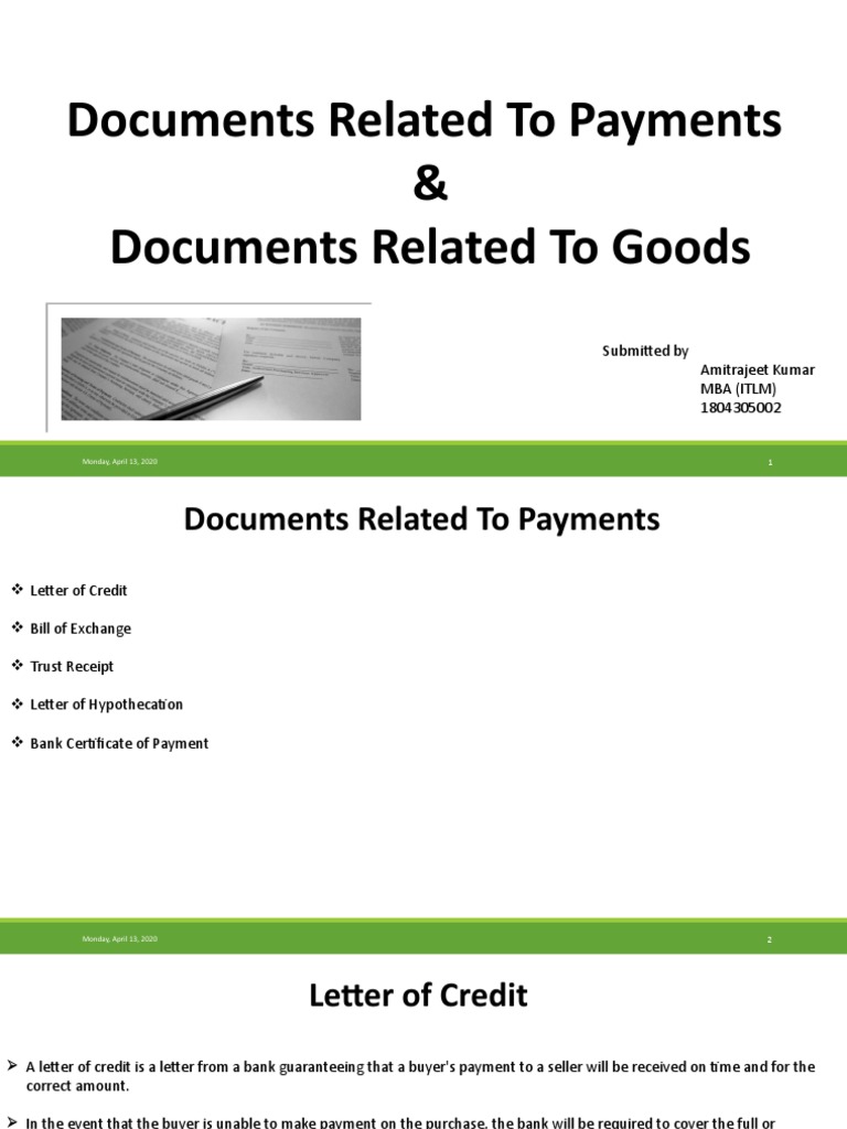 Document Related To Payments | PDF | Letter Of Credit | Payments