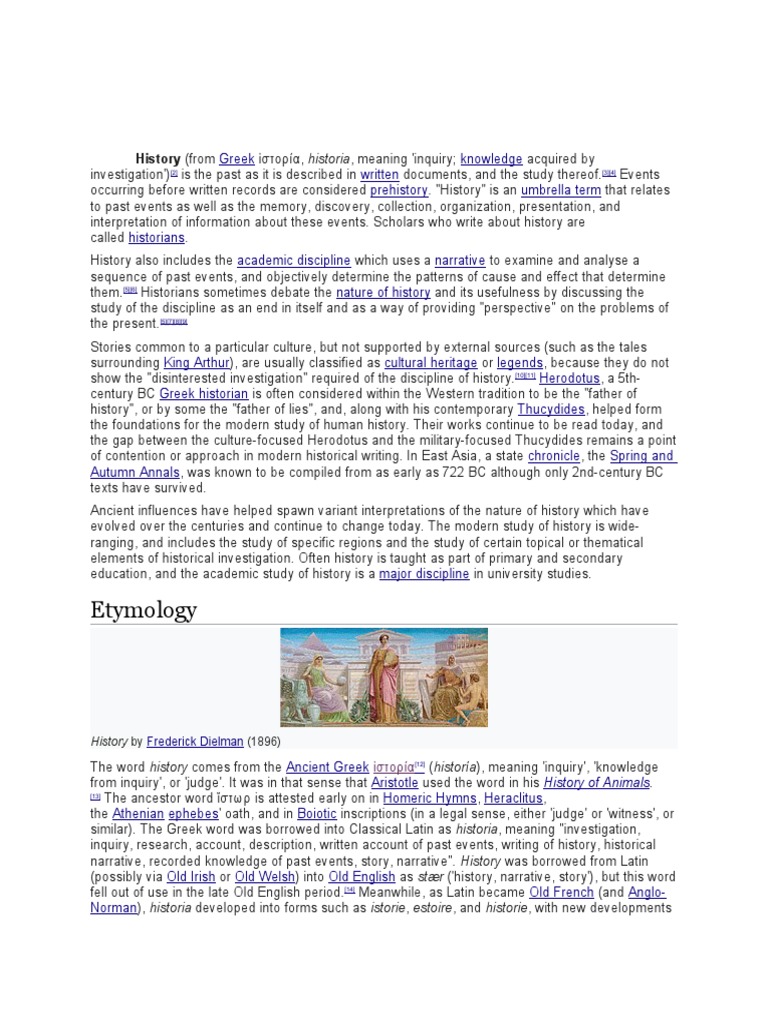 Etymology: History (From | PDF | Historian | Herodotus