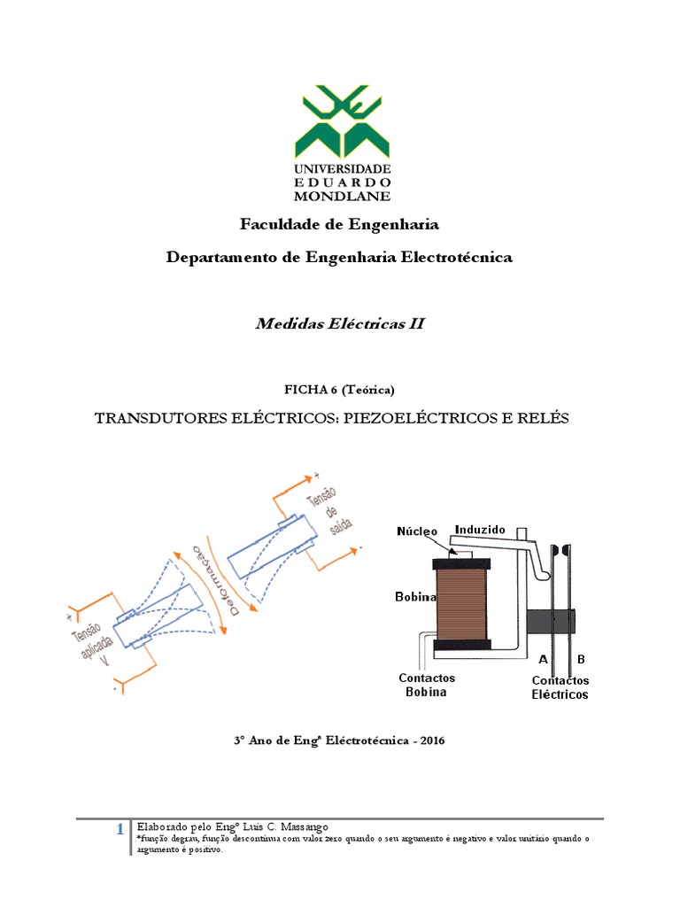 Ficha 6 - Transdutores Eléctricos Piezoeléctricos e Relés | PDF | Relé ...