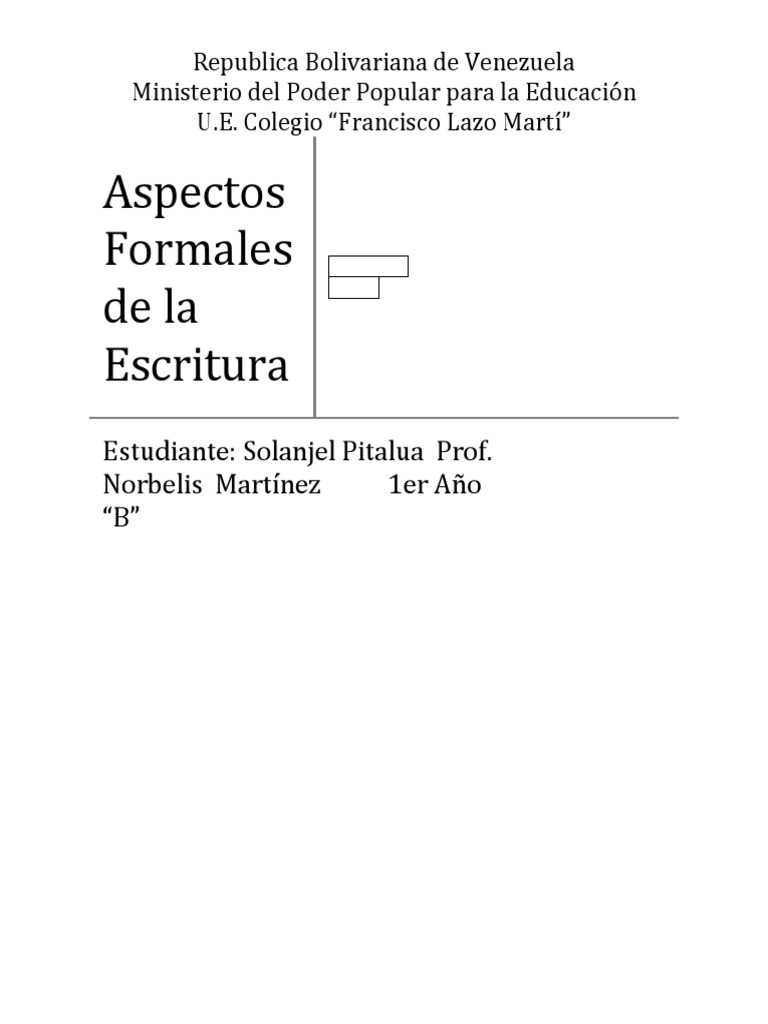 Aspectos Formales de La Escritura | PDF | Escritura | Género gramatical