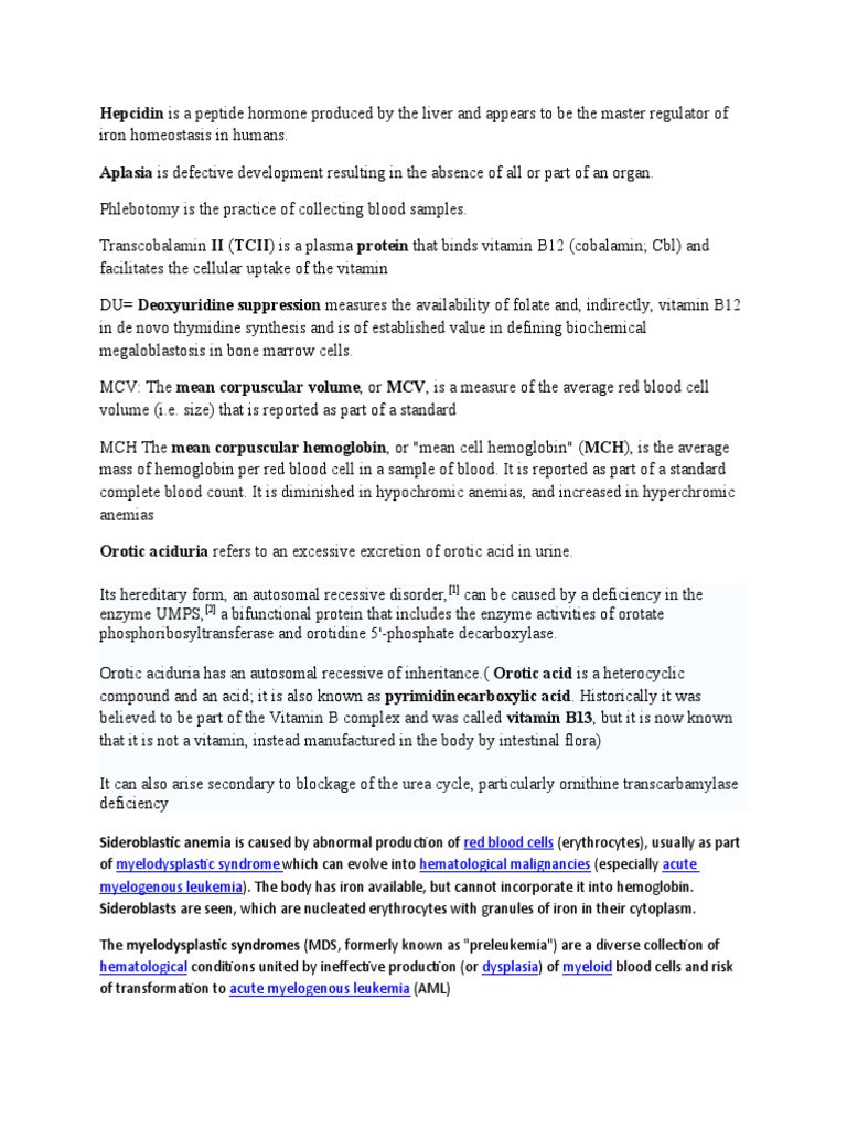 Anemia Notes | PDF | Anemia | Hematology