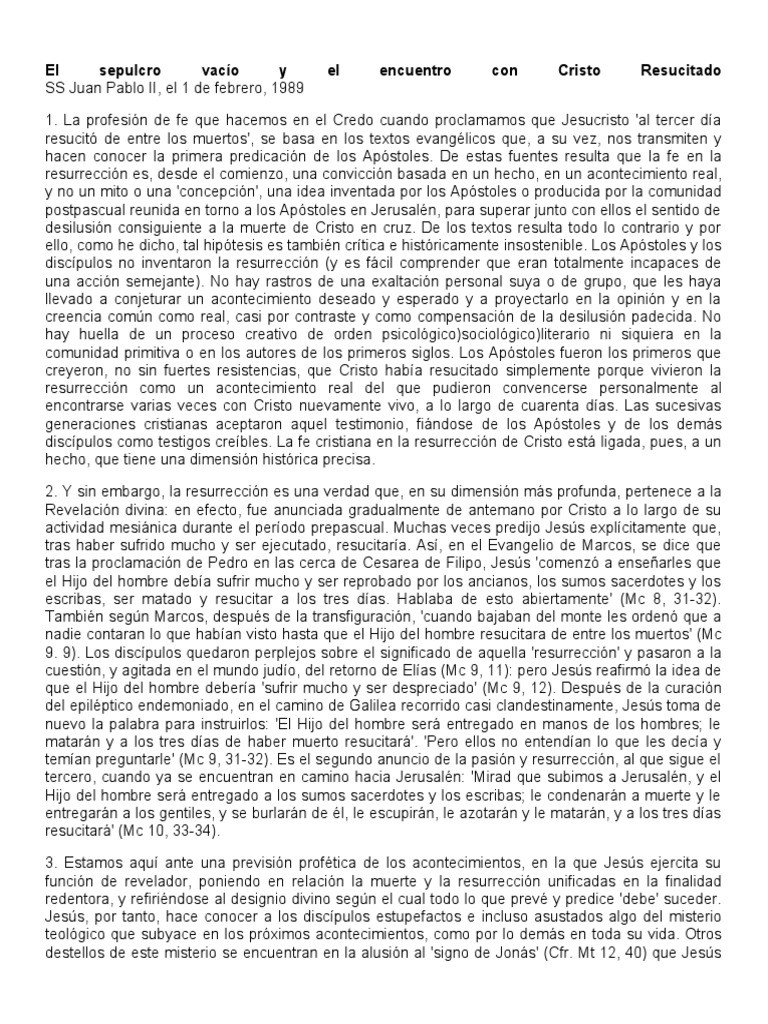 El Sepulcro Vacío y El Encuentro Con Cristo Resucitado | PDF | La ...