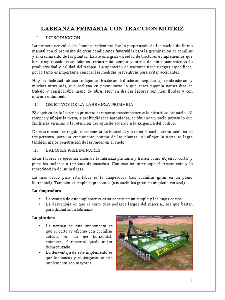 Labranza Primaria Con Traccion Motriz | PDF | Arado | Suelo