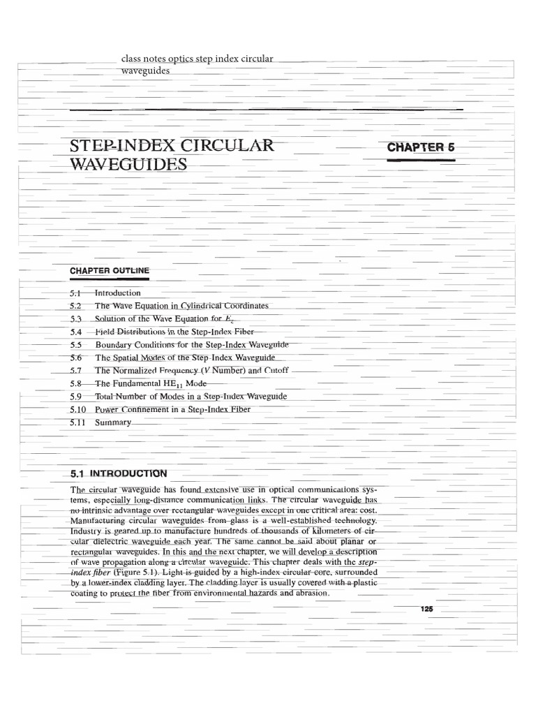 ClassNotes - Optics - 5 Step Index Circular Waveguides | PDF