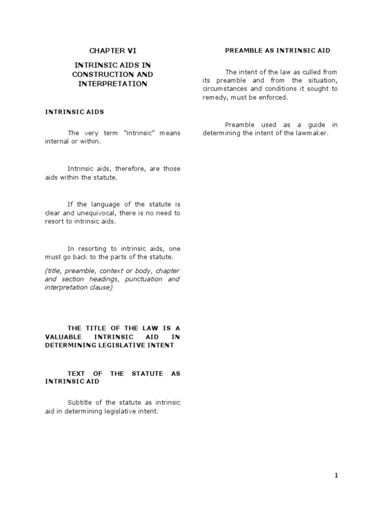 Intrinsic Aids in Statutory Interpretation | PDF