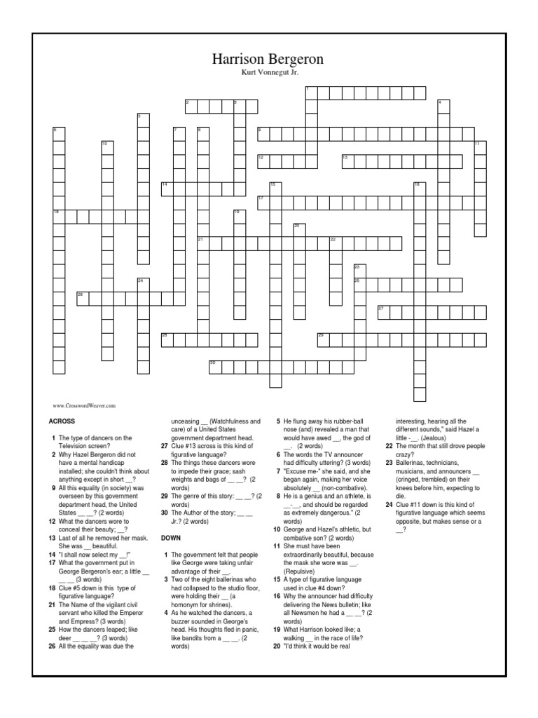 Harrison Bergeron Crossword Puzzle | PDF