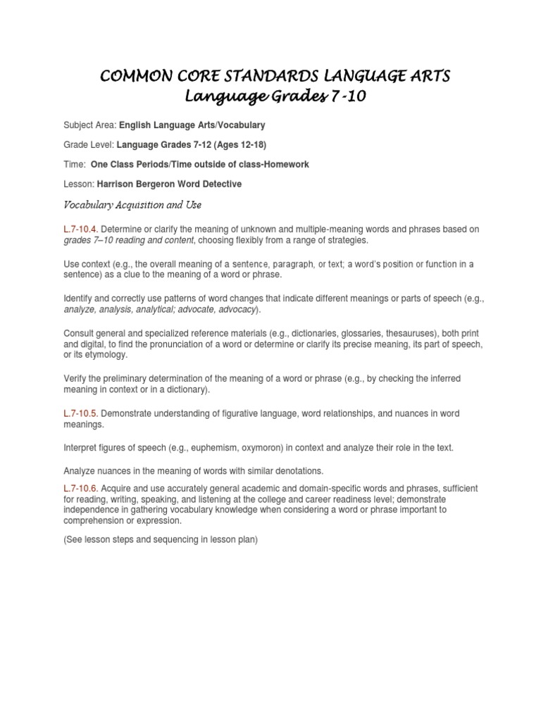 Harrison Bergeron Word Detective | PDF | Syntax | Semantics