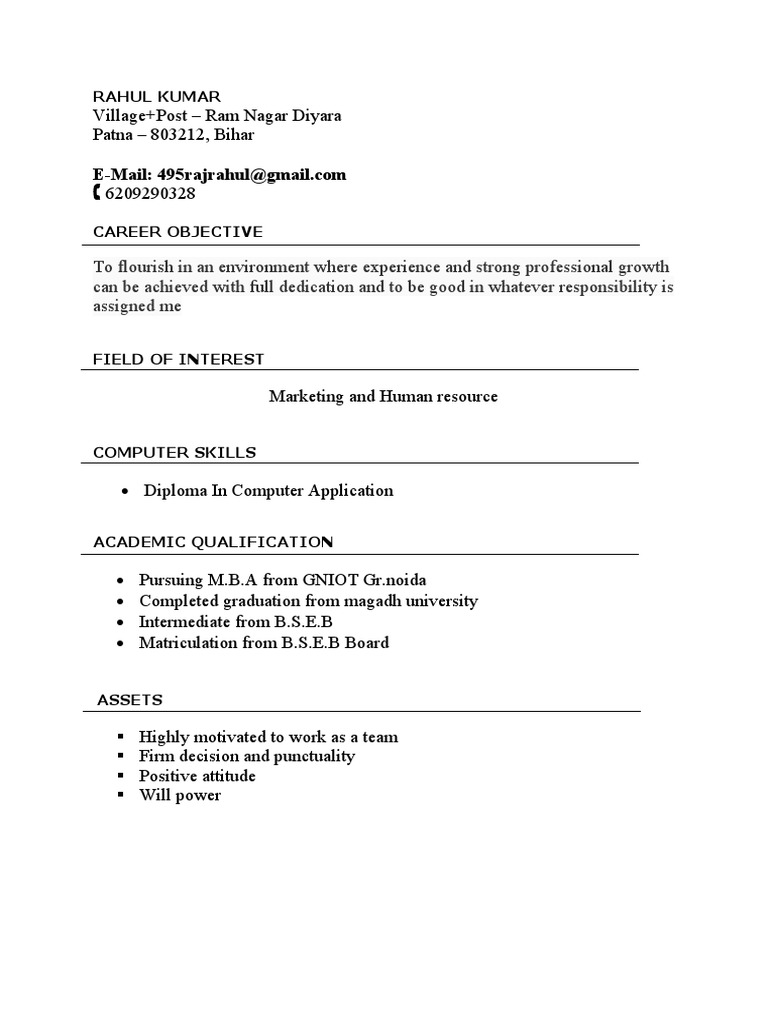 Rahul Resume | PDF | Career & Growth