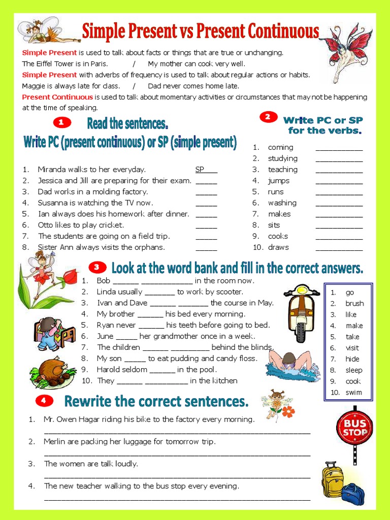 Present Simple and Present Continuous Fun Activities PDF | PDF