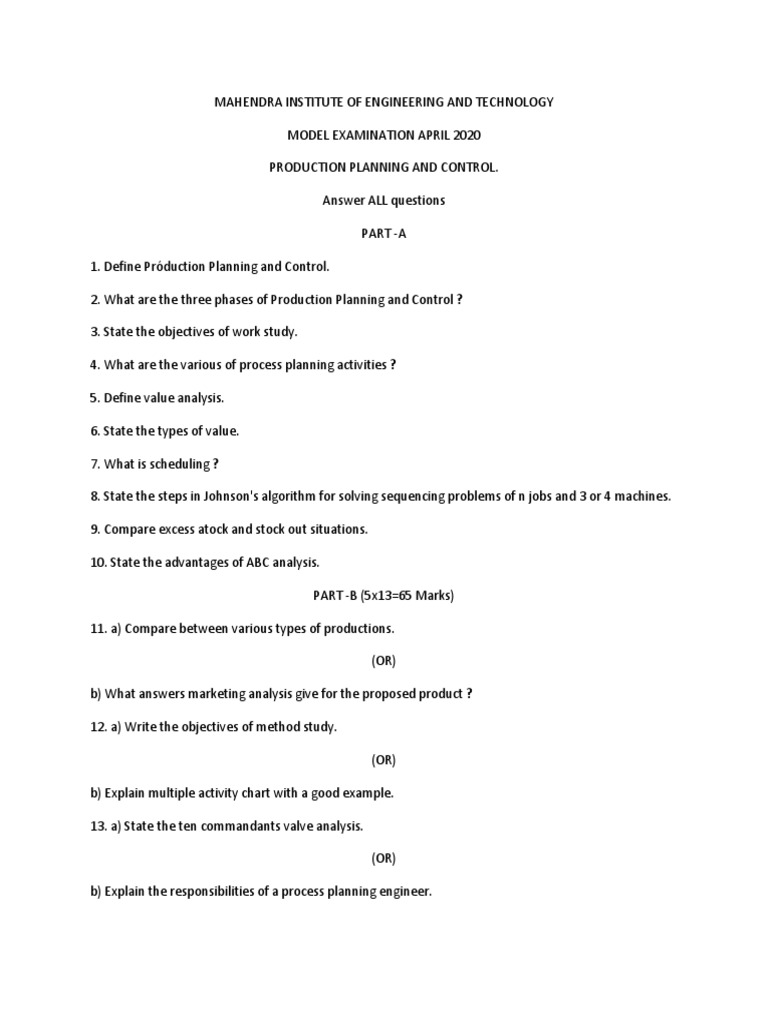 PPC Model Exam Question Paper | PDF