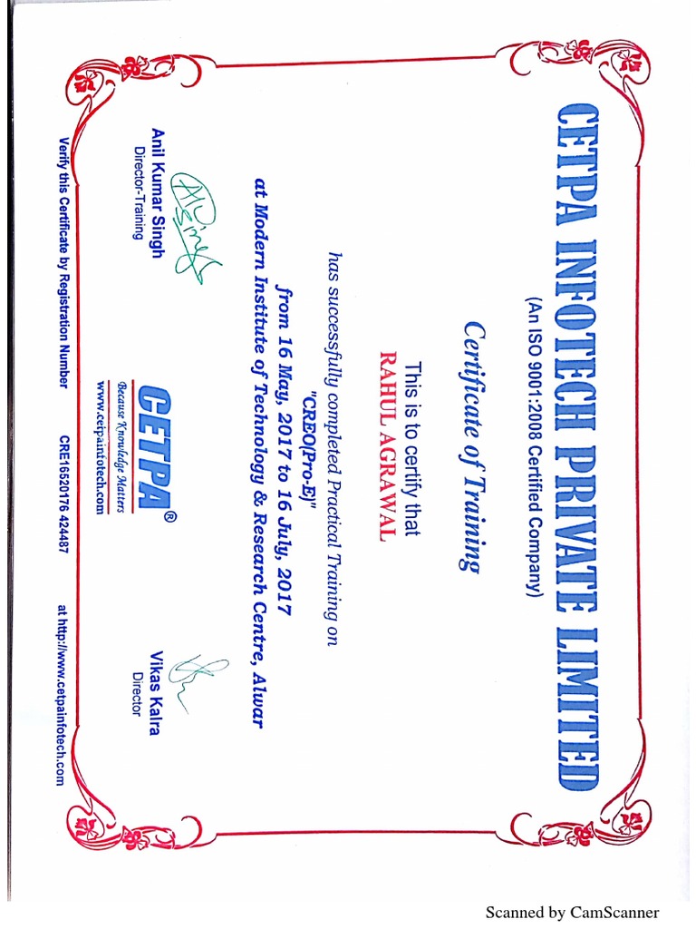 Cetpa Certificate | PDF