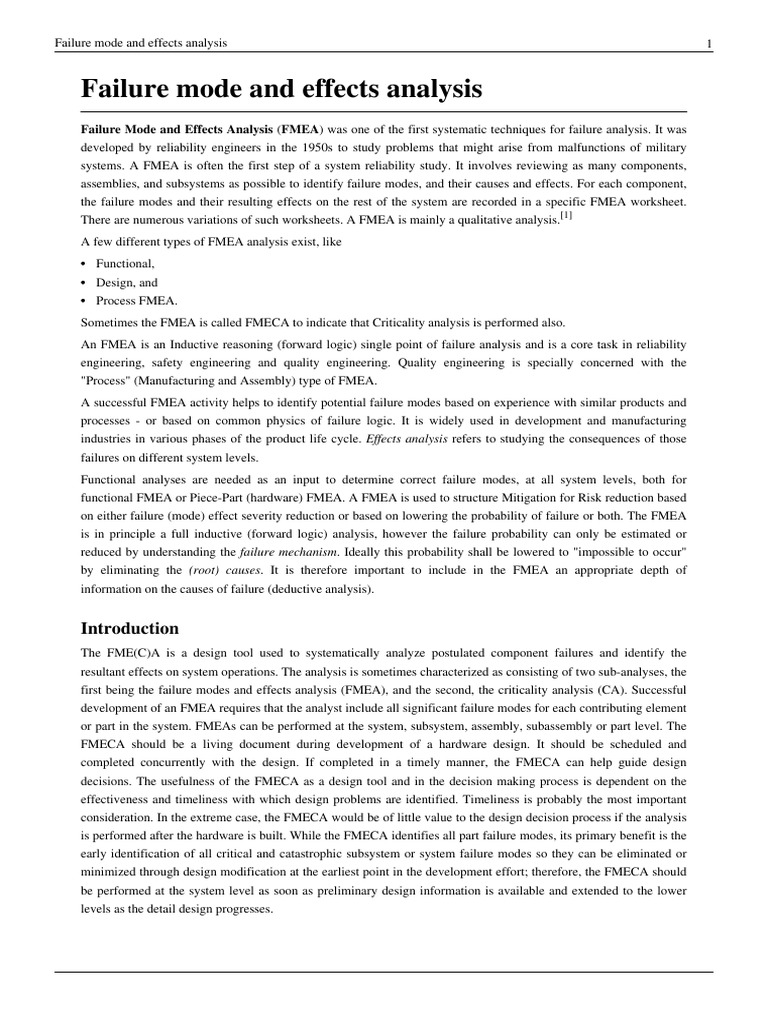 Failure Mode and Effects Analysis | PDF | Reliability Engineering ...